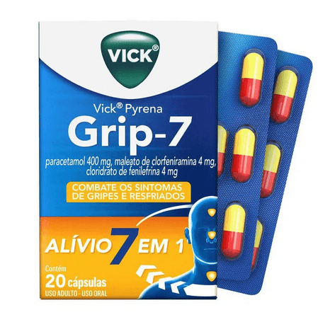 Vick Pyrena Grip-7 com 20 Cápsulas - Procter Gambl - Drogarias Minas Mais