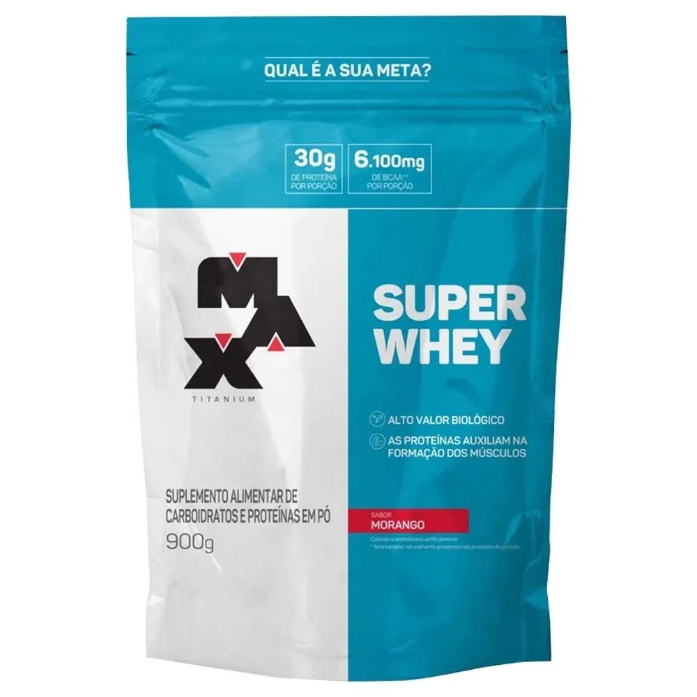Super Whey Max Titanium Refil Morango - 900g - Drogarias Minas Mais