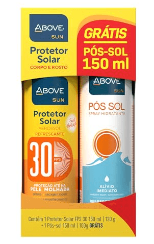 Kit Above Sun Protetor Solar FPS 30 Aerosol 150ml + Pós-Sol Spray 150ml ...